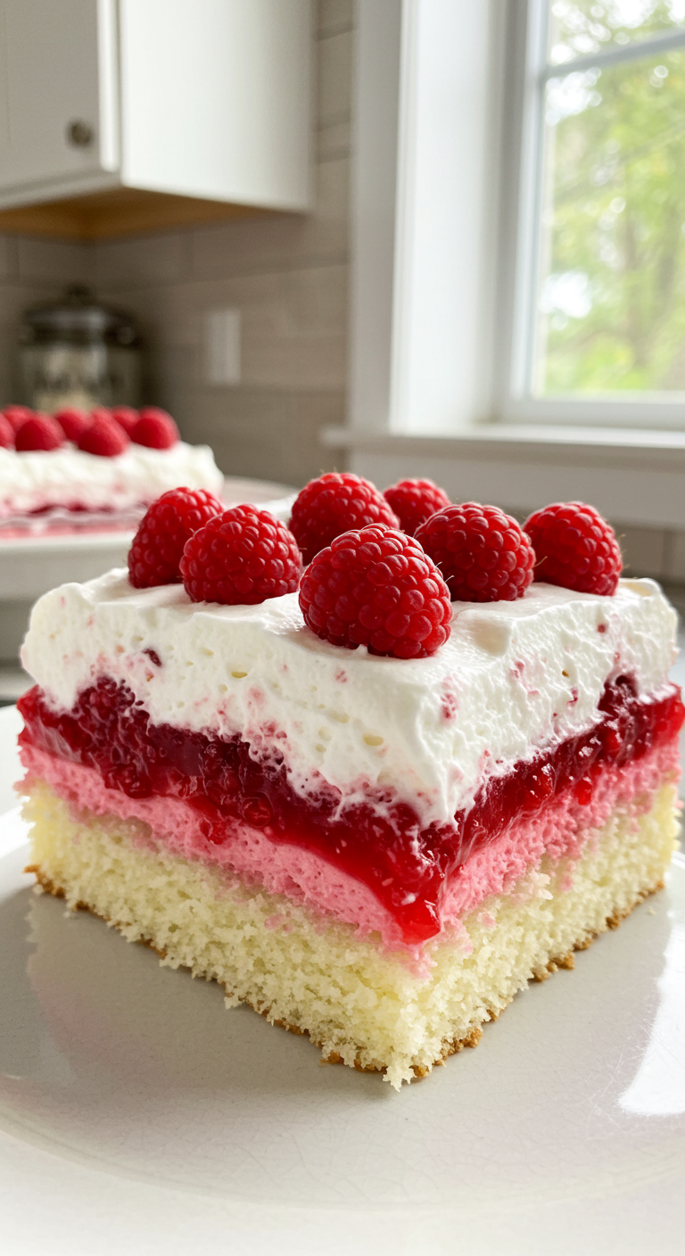 Raspberry Zinger Poke Cake