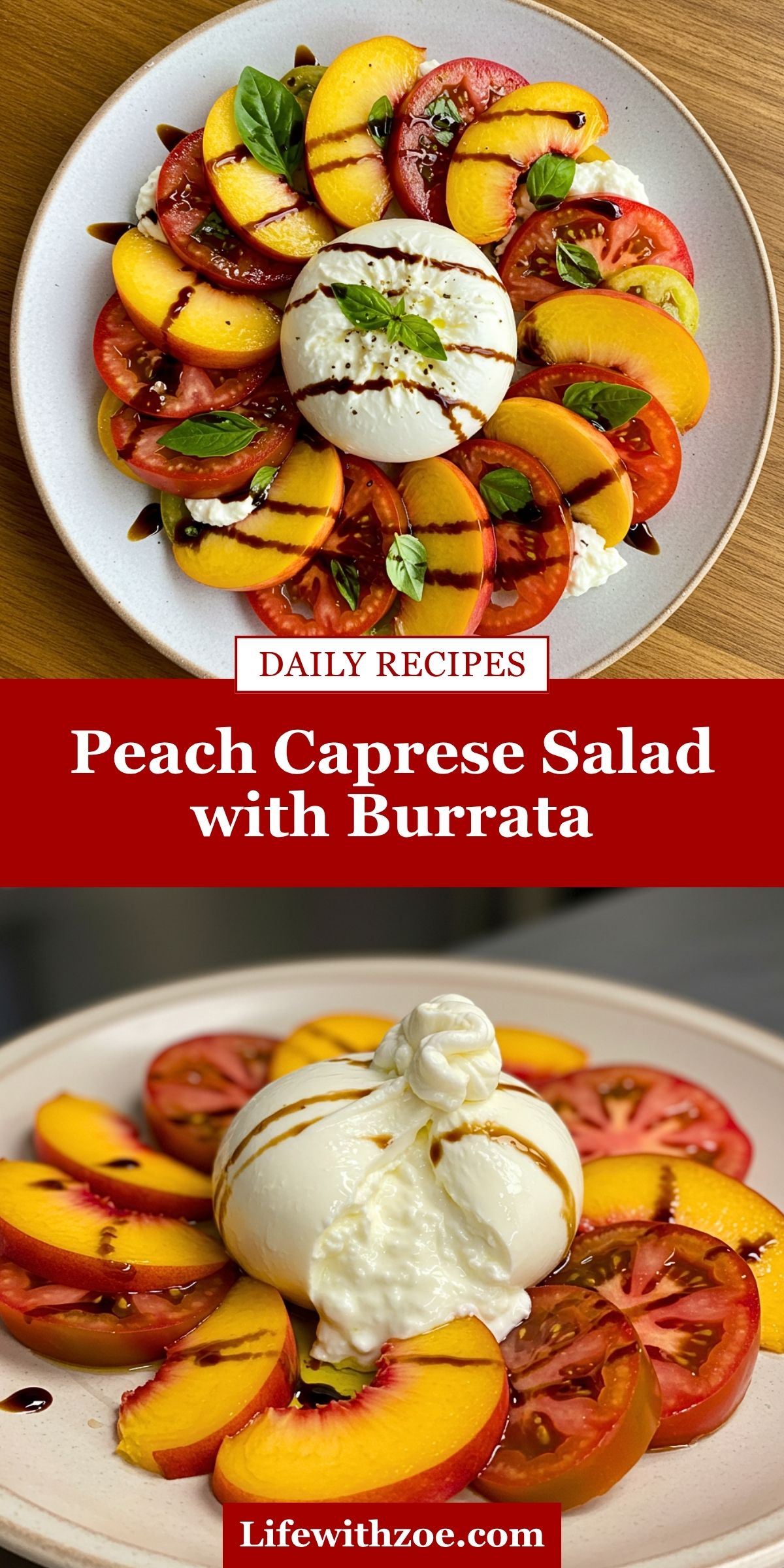 Peach Caprese Salad with Burrata