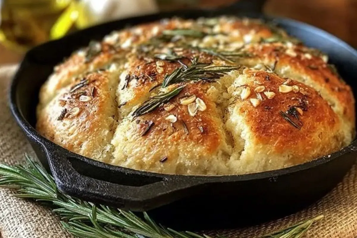 Rustic Garlic Rosemary Skillet Bread